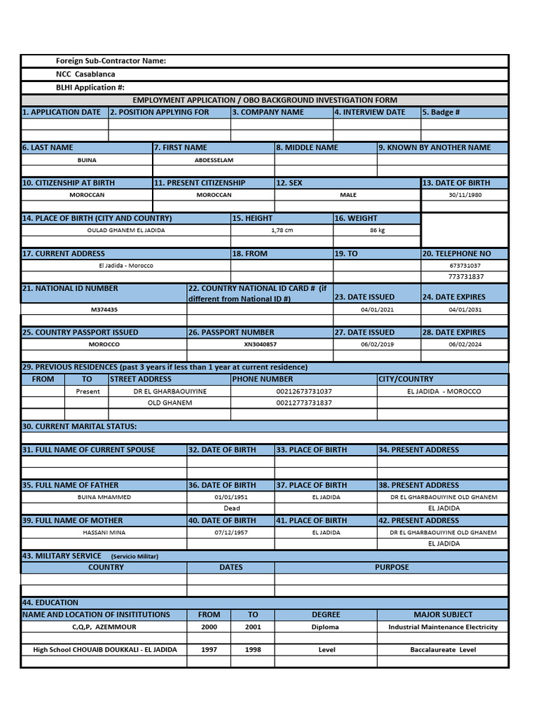 Employment Application Background Form | PDF | Background Check ...