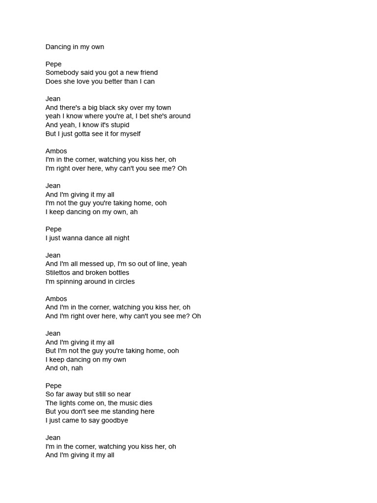 Dancing on My Own Lyrics Analysis | PDF