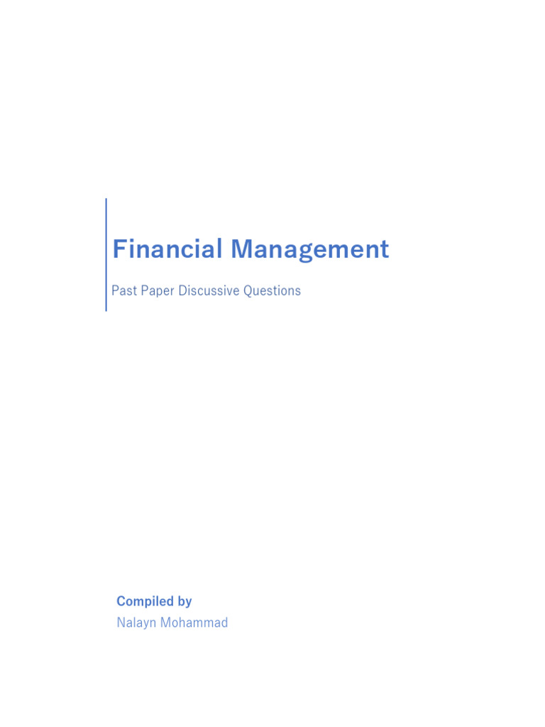 Financial Management Past Paper Insights | PDF | Net Present Value ...