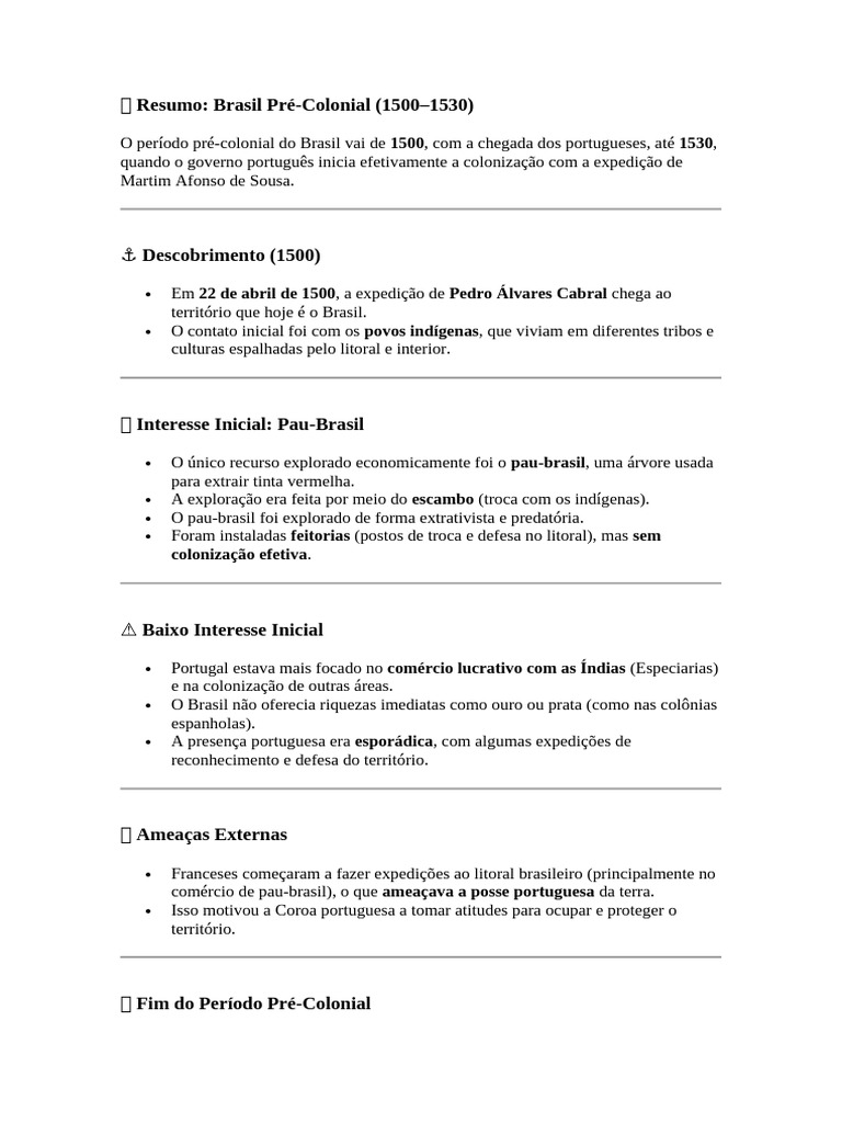 ? Resumo - Pre Colonial | PDF