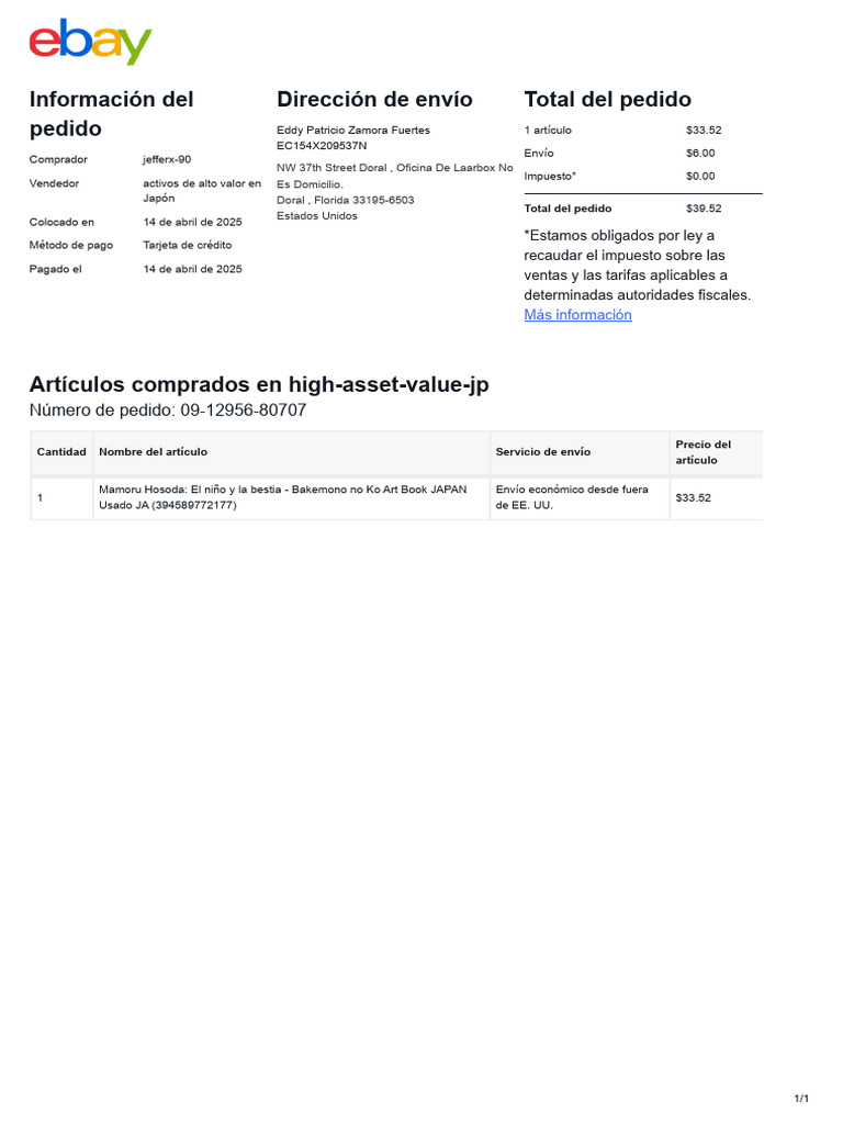 Detalles Del Pedido - EBayer | PDF | Mercado (economía) | Economias