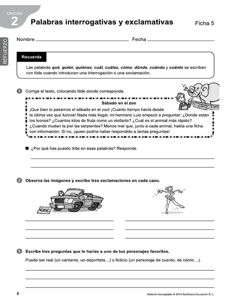 Palabras Interrogativas y Exclamativas 05.03 | PDF