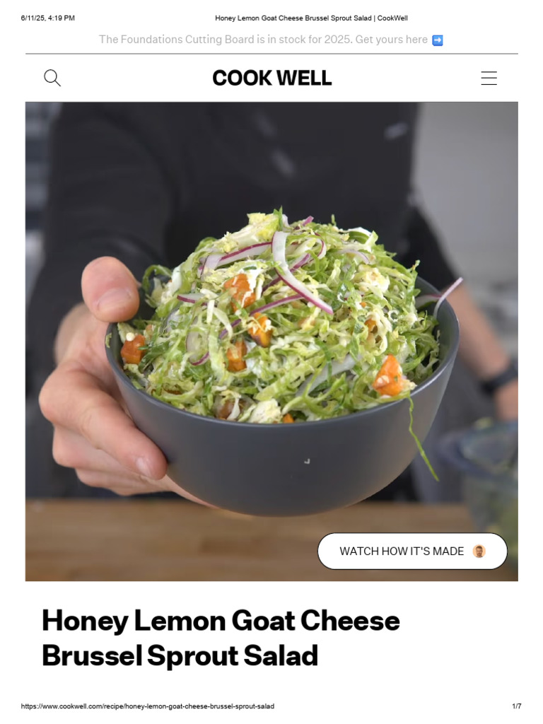 Honey Lemon Goat Cheese Brussel Sprout Salad - CookWell | PDF | Salad ...