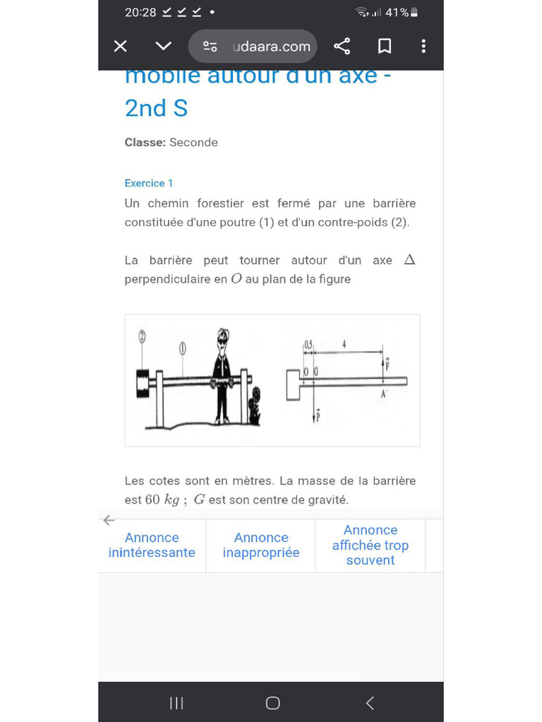 Correction de L Équilibre D'un Solide Mobile Autour D'un Axe Fixe | PDF