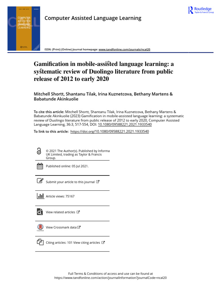 Gamification in Mobile-Assisted Language Learning A Systematic Review ...