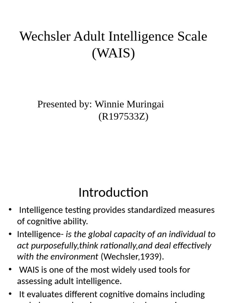 WAIS-5: Comprehensive Adult IQ Assessment | PDF | Wechsler Adult ...