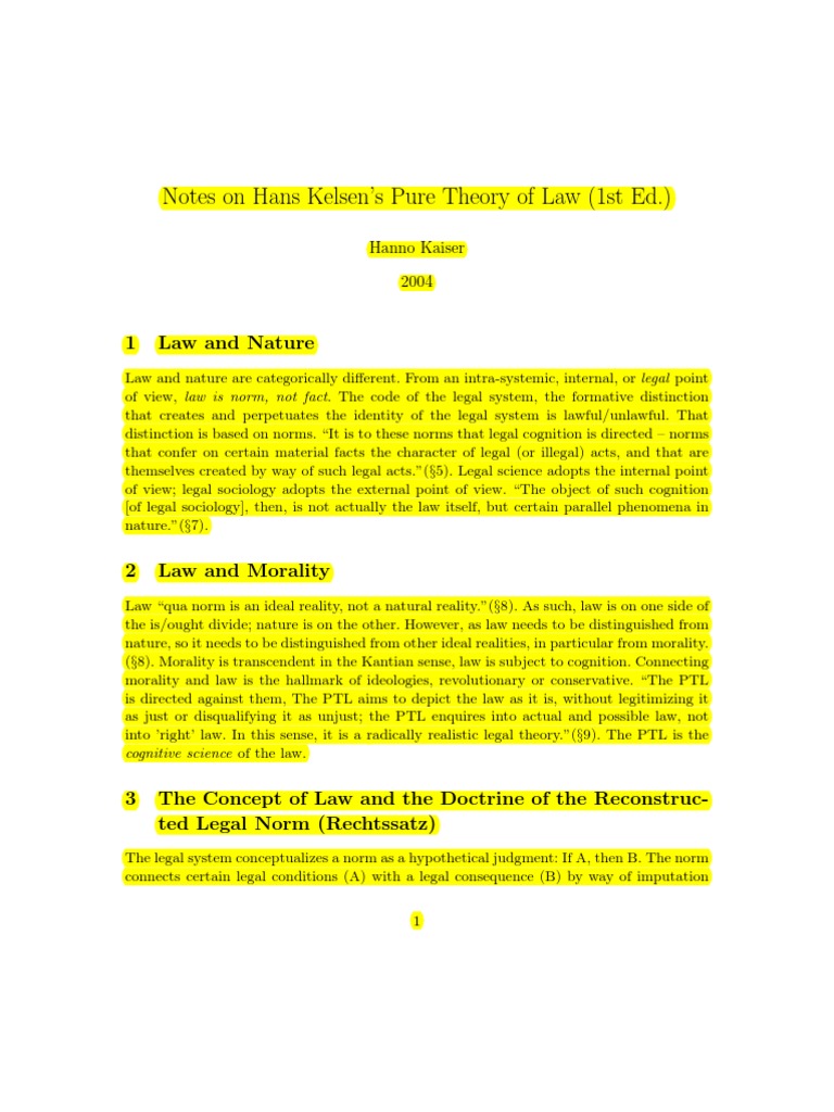 Kelsen - Pure Theory | PDF | Jurisprudence | Norm (Social)