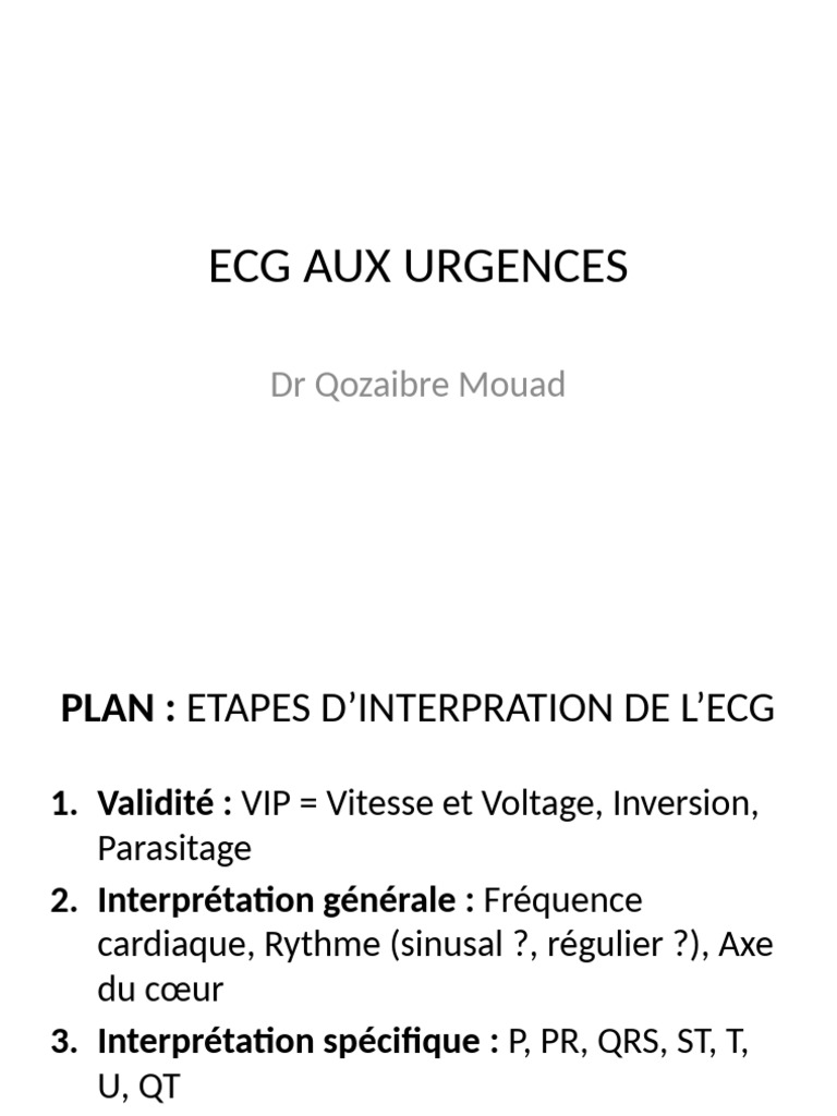 Ecg Aux Urgences-1 | PDF | Électrocardiographie | Physiologie