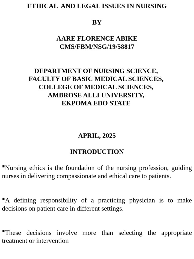 Nursing Ethics and Legal Challenges | PDF | Nursing | Medical Ethics