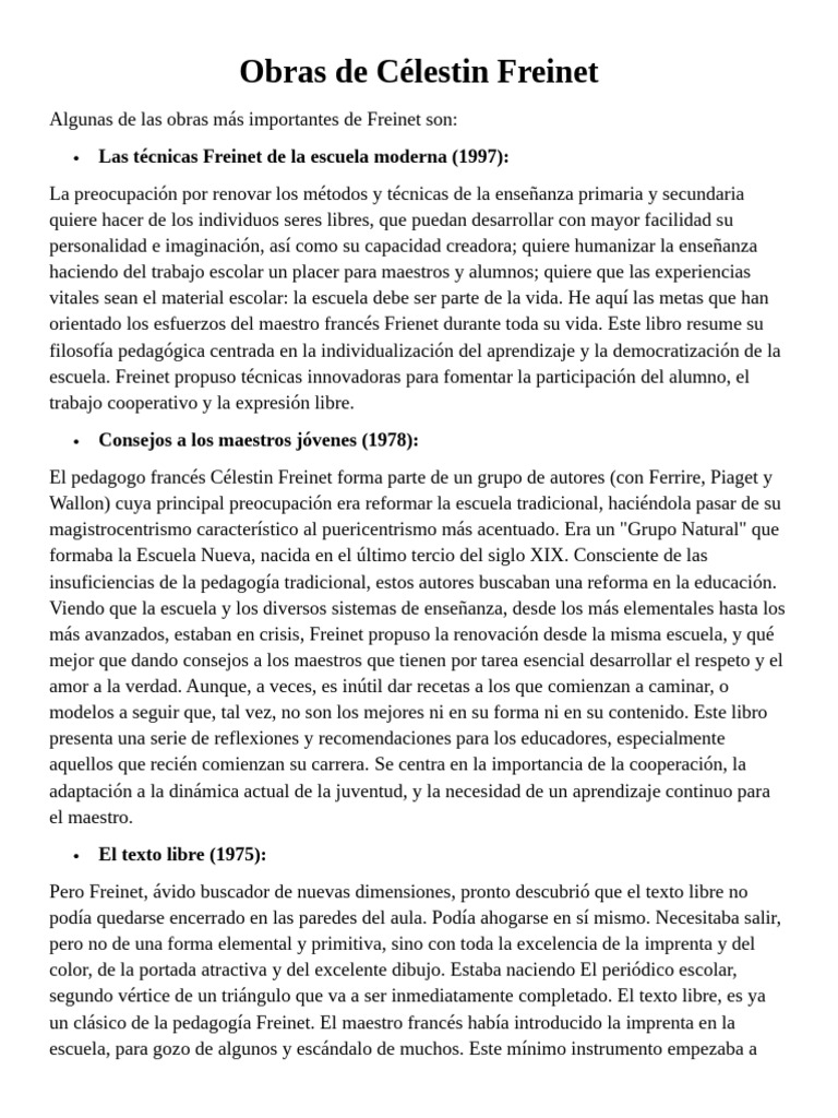 Libros Célestin Freinet | PDF | Escuelas | Enseñando