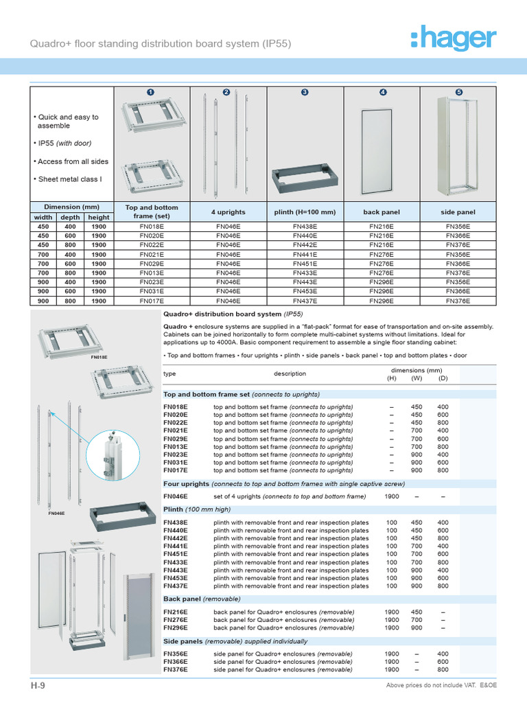 Quadro Floor Standing Distribution Board System (Ip55) h9 2020 | PDF