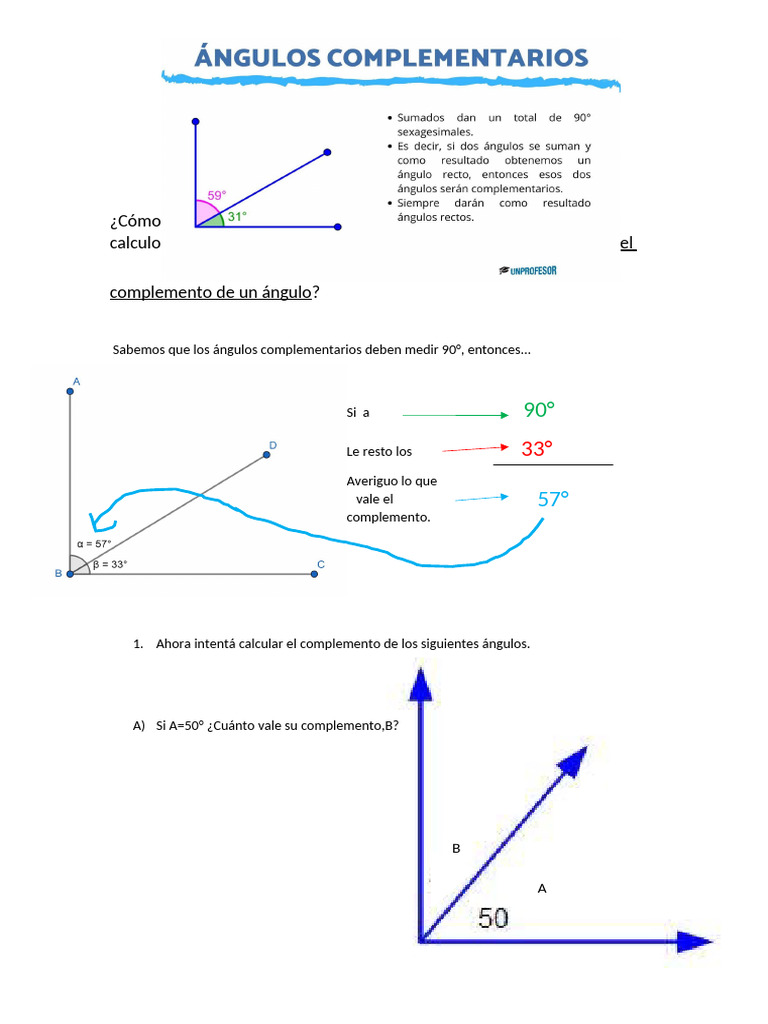 Ángulos Complementarios | PDF