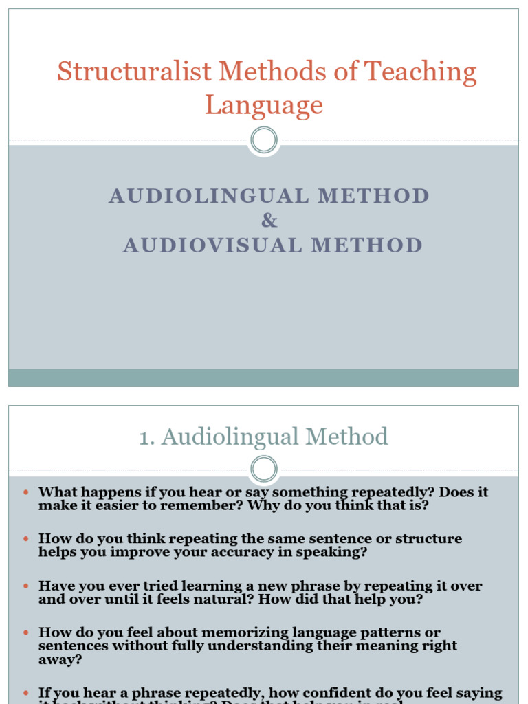 Audiolingual - Audiovisual Methods | PDF | Vocabulary | Applied Linguistics