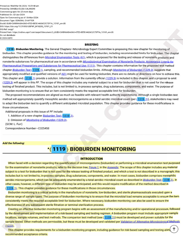 1119 Bioburden Monitoring | PDF