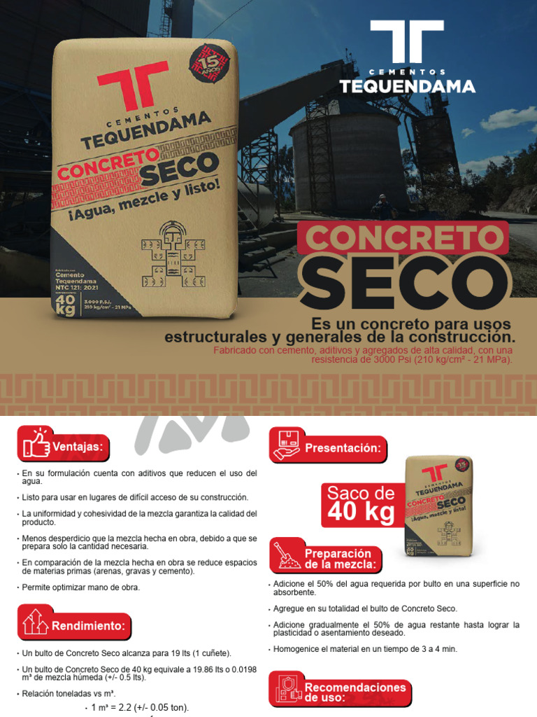 Ficha Técnica Concreto Seco Sep 2024 | PDF | Hormigón | Cemento