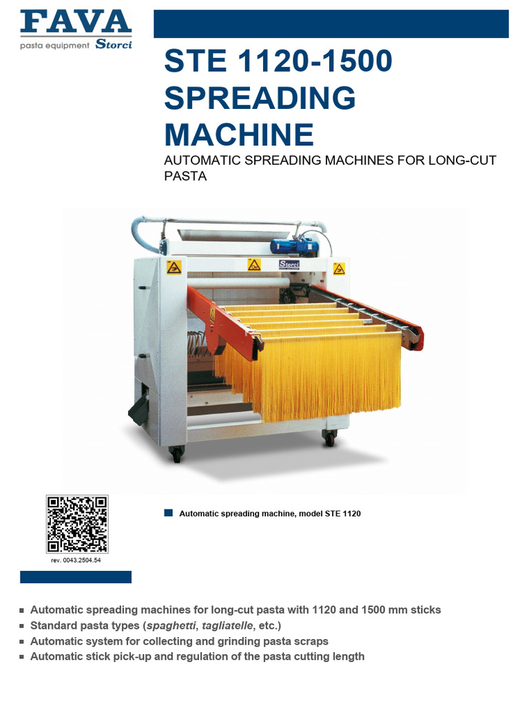 Spreader Unit Ste 1120-1500 | PDF | Pasta | Mechanical Engineering