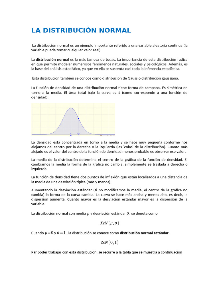 La Distribución Normal | PDF | Distribución normal | Desviación Estándar