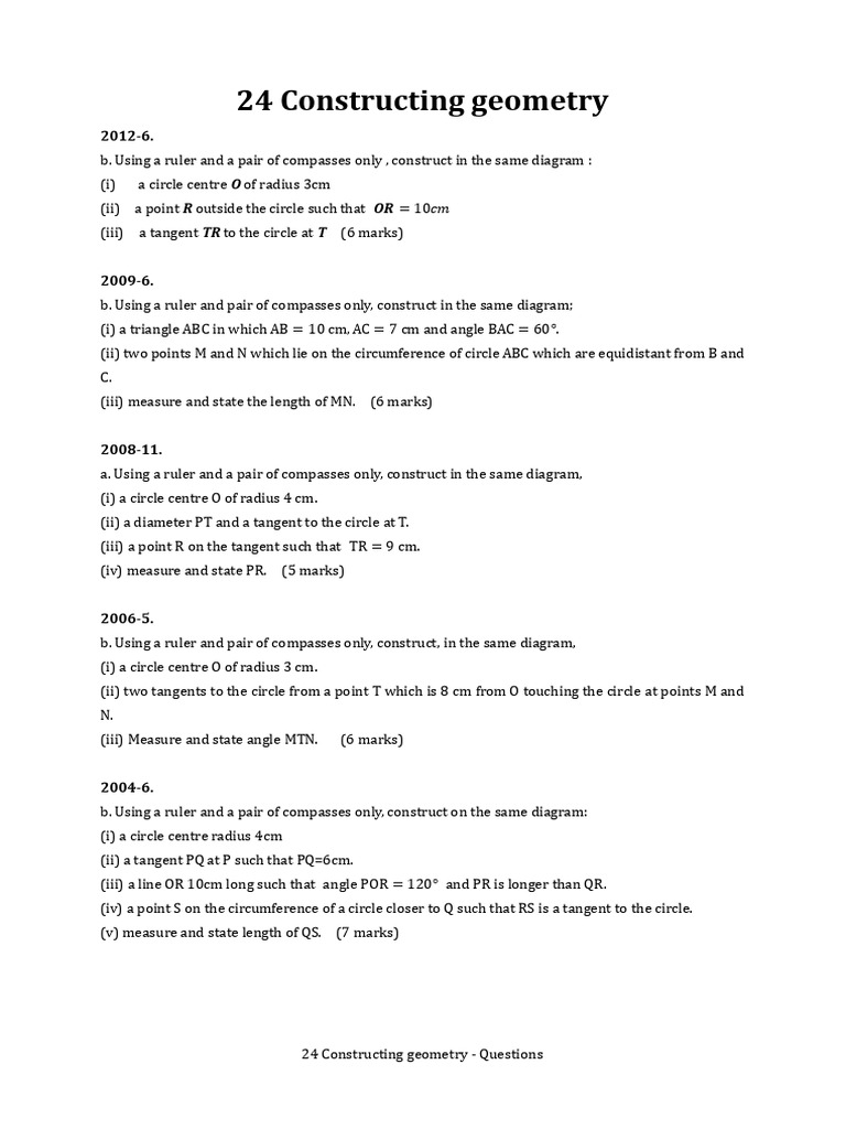 Geometry Construction Questions Guide | PDF