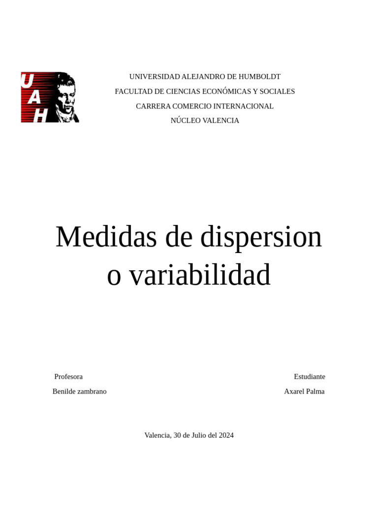 Medidas de Dispersion o Variabilidad Axarel | PDF | Diferencia ...
