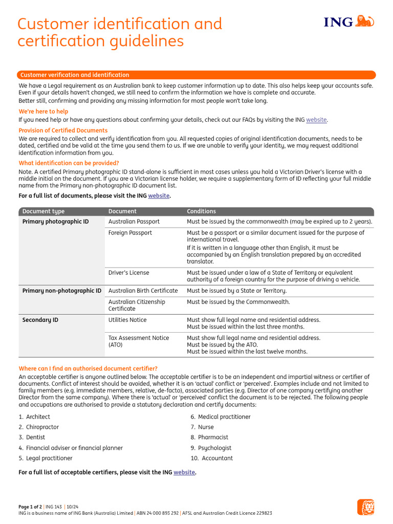 ING Customer ID Verification Guidelines | PDF | Identity Document ...