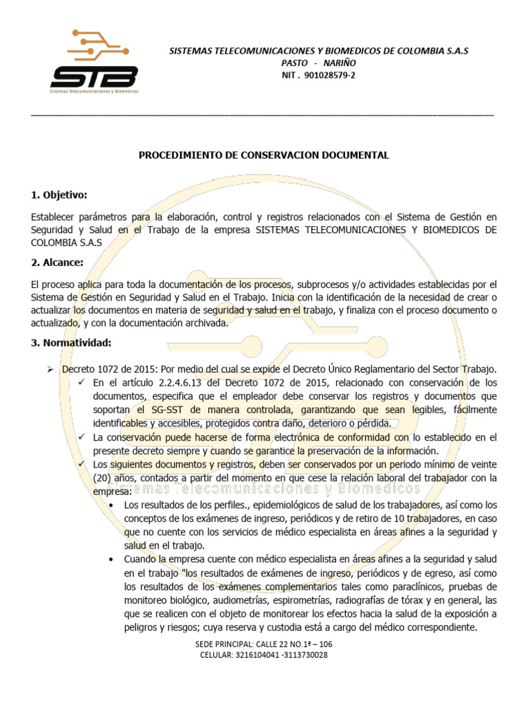 2.5.1 Archivo o Retención Documental SG-SST | PDF | Sistema de manejo de calidad