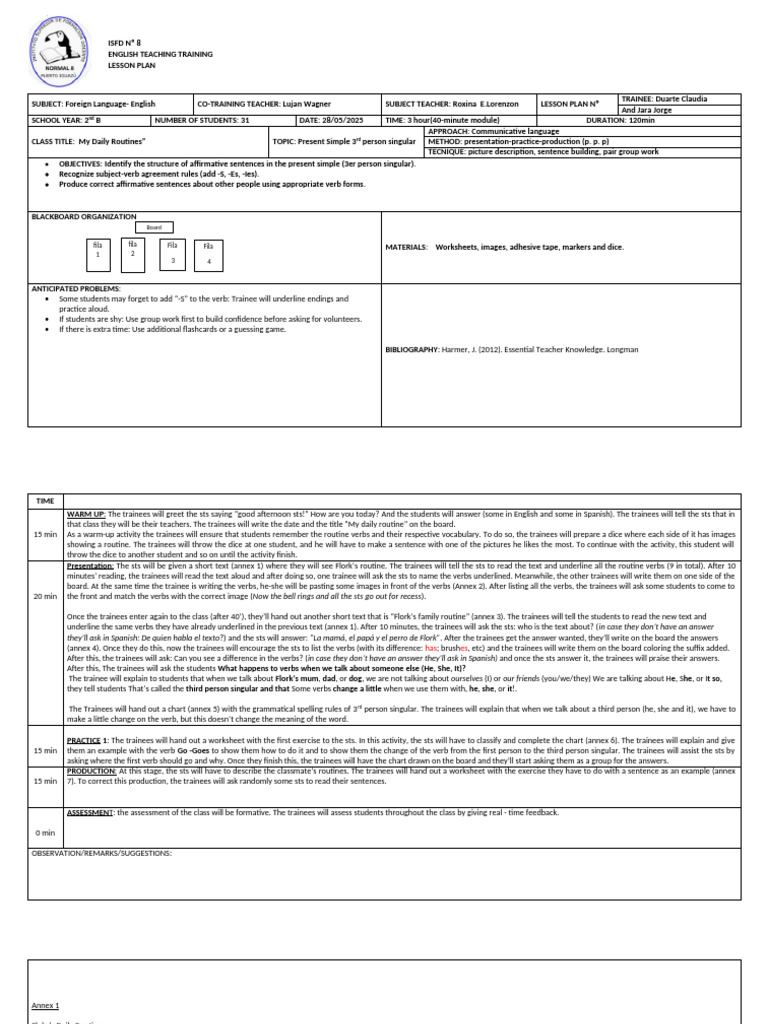 LESSON PLAN 3 - Clau y Joge.-1jhhyyytttttttt | PDF | Grammatical Number | Linguistic Typology