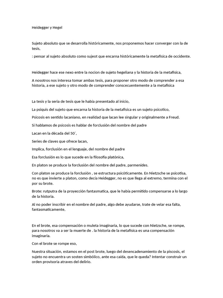 Heidegger y Hegel | PDF | Jacques Lacan | Metafísica
