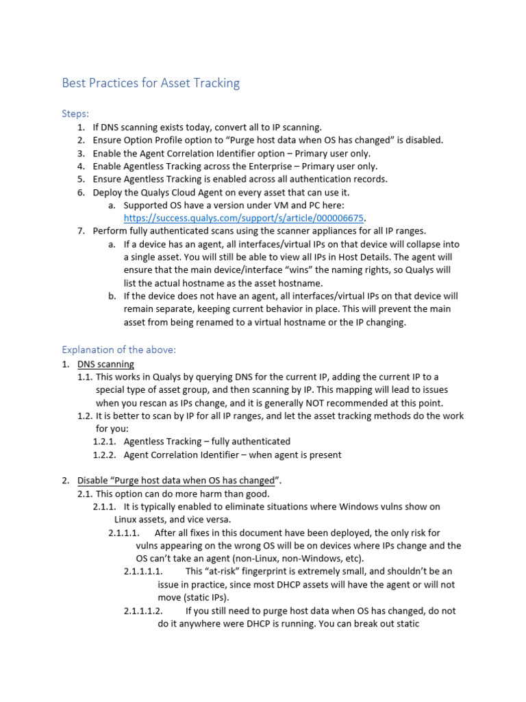 Qualys Asset Tracking Best Practices | PDF | Domain Name System | Ip ...