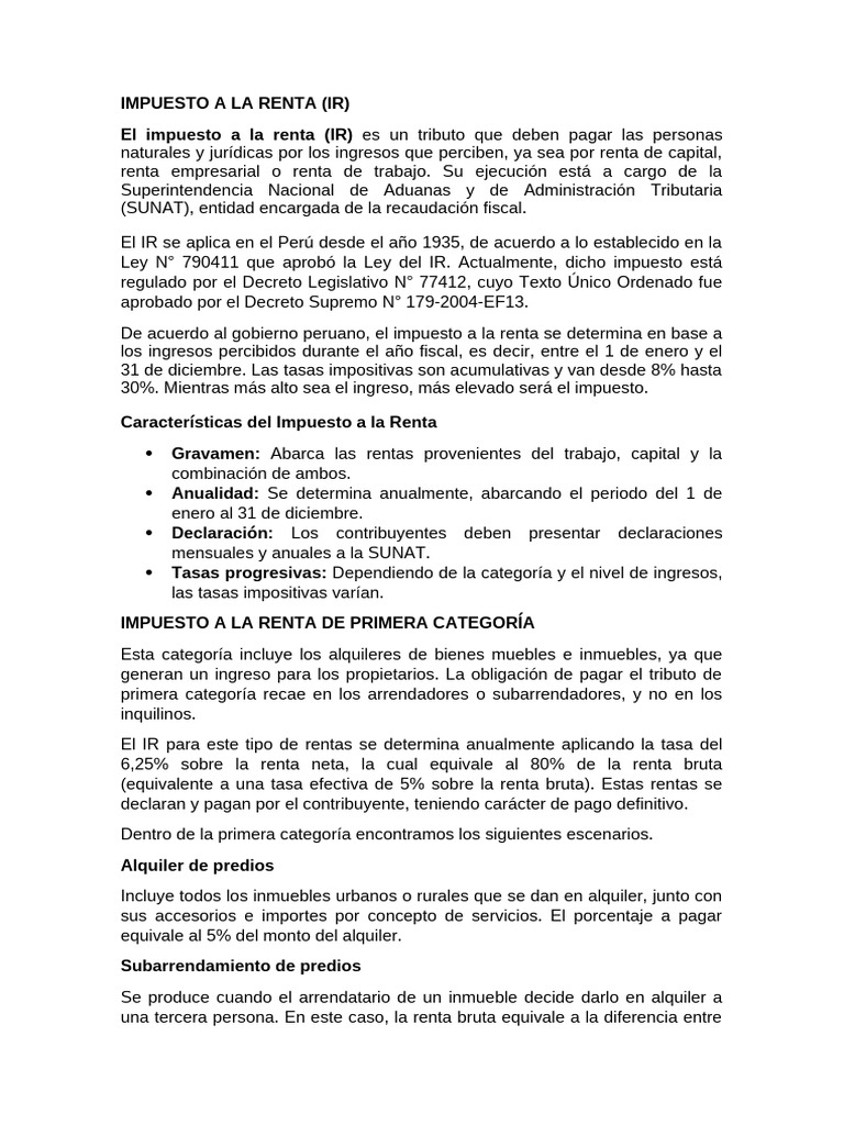 Impuesto A La Renta | PDF | Impuestos | Impuesto sobre la renta