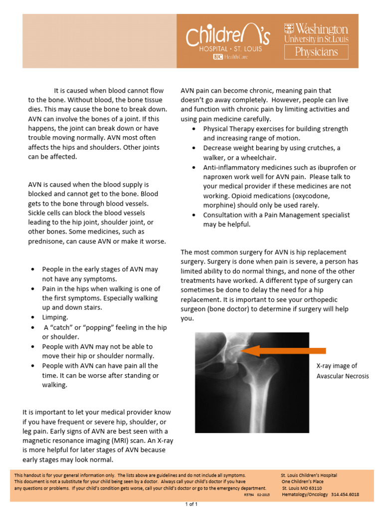 Avascular Necrosis: Causes, Symptoms, Treatment | PDF | Diseases And ...