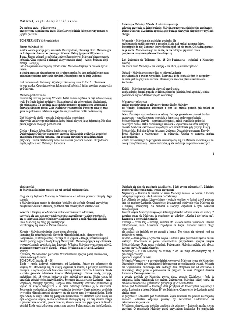 Notatek PL Wirtemberska Malwina Czyli Domyslnosc Serca | PDF