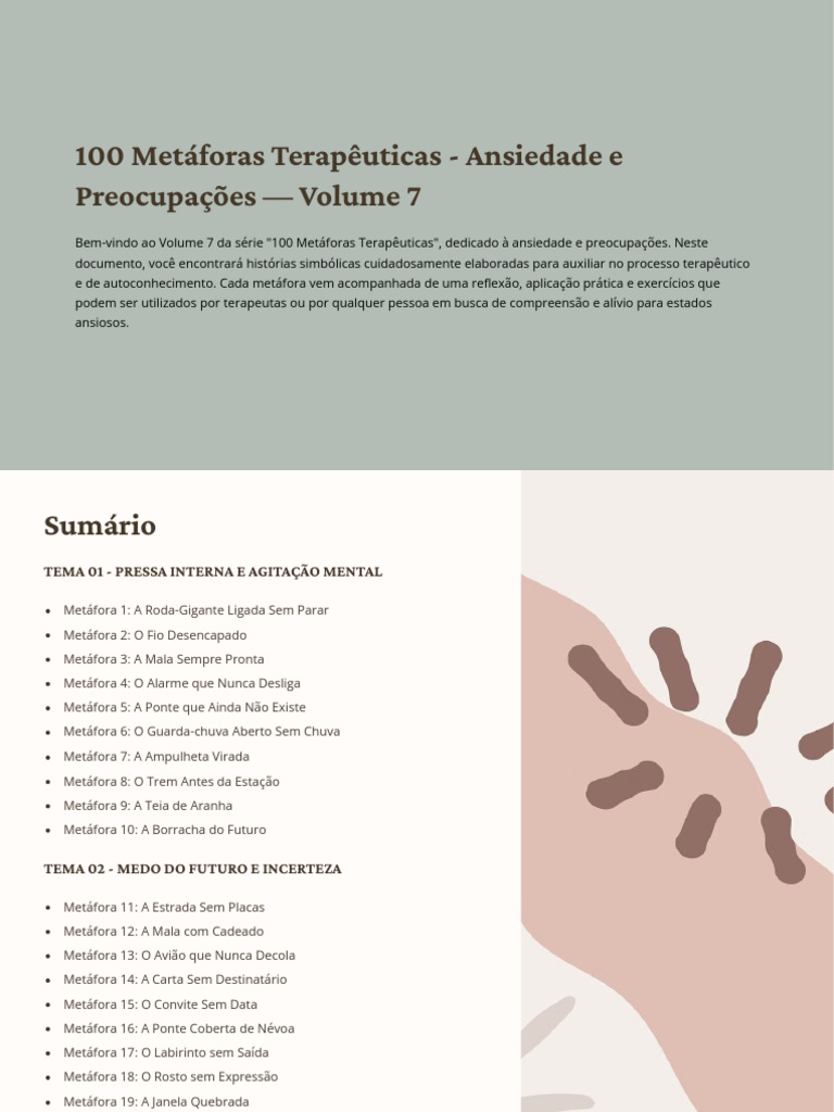 100 Metaforas Terapeuticas Ansiedade e Preocupacoes Volume 7 | PDF | Tempo | Ansiedade