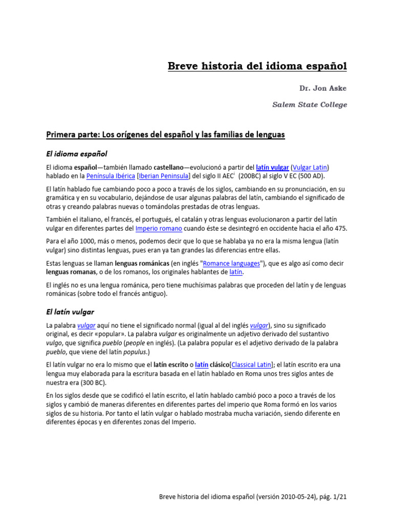 Orígenes y evolución del español | PDF | latín | Lengua española