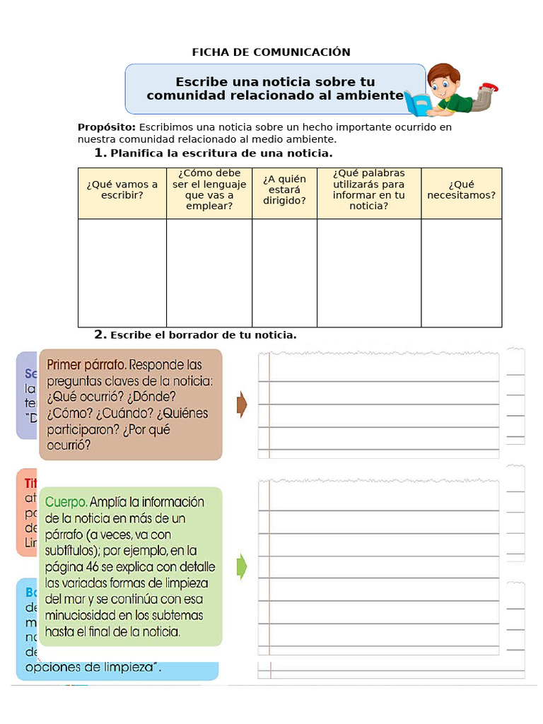 FICHA COMU MIER 4 ESCRIBE UNA NOTICIA | PDF