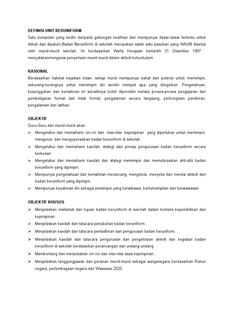 Definisi Unit Beruniform | PDF