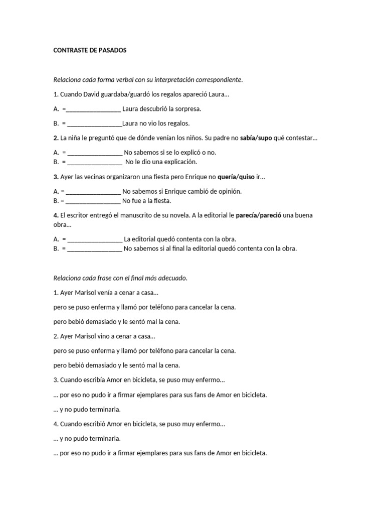 Contraste de Pasados | PDF