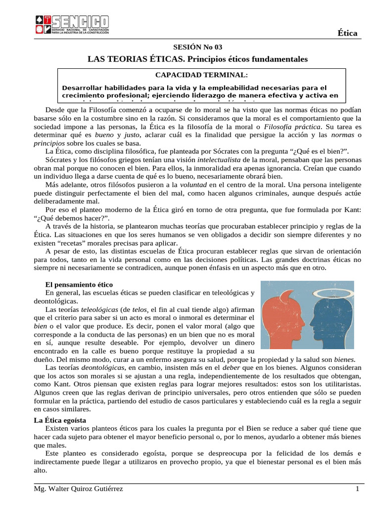 MODULO - TEORIAS ETICAS. Principios Eticos Fundamentales | PDF | Verdad | Moralidad