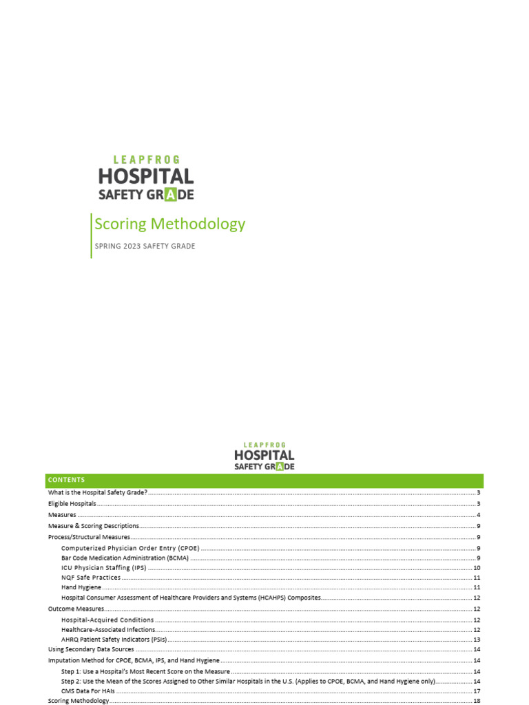 Hospital Safety Grade Scoring Methodology | PDF | Patient Safety ...