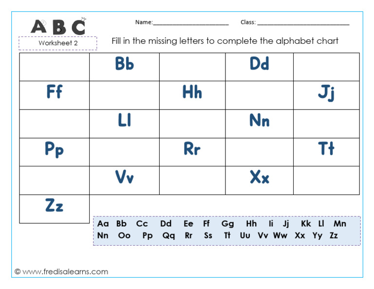 Complete the Alphabet Chart Worksheet | PDF