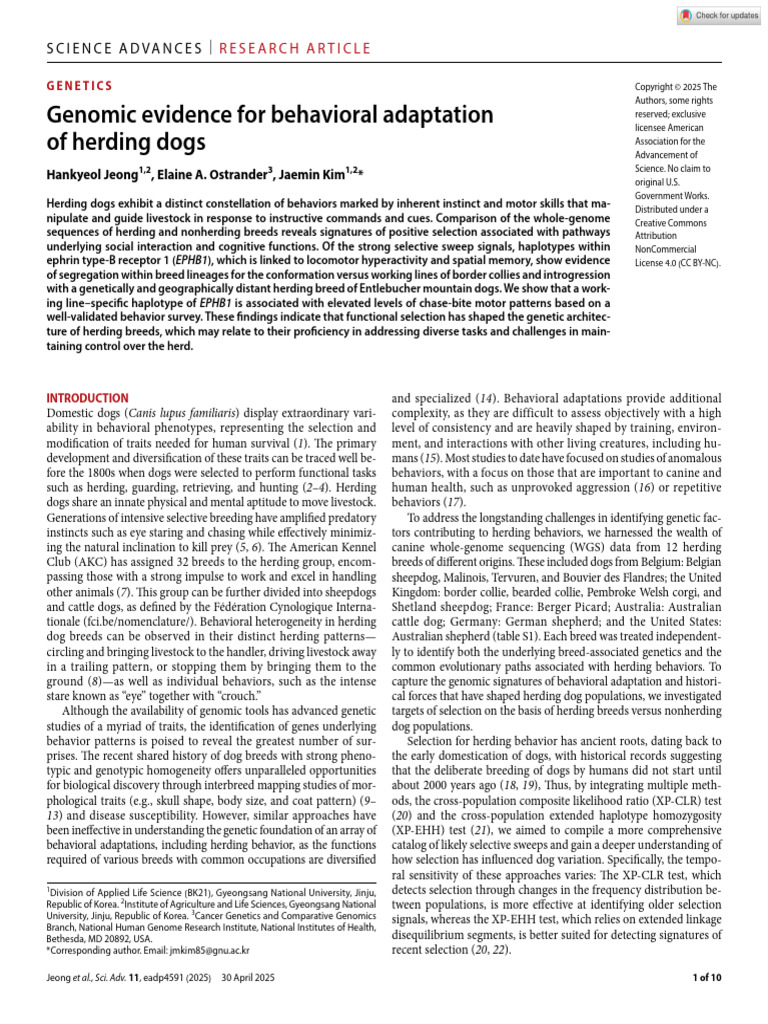 Sciadv Adp4591 | PDF | Herding Dogs | Genome Wide Association Study
