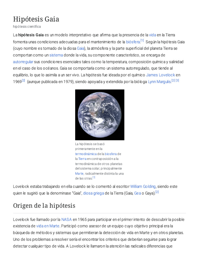 Hipótesis Gaia - Wikipedia, La Enciclopedia Libre | PDF | Hipótesis de ...