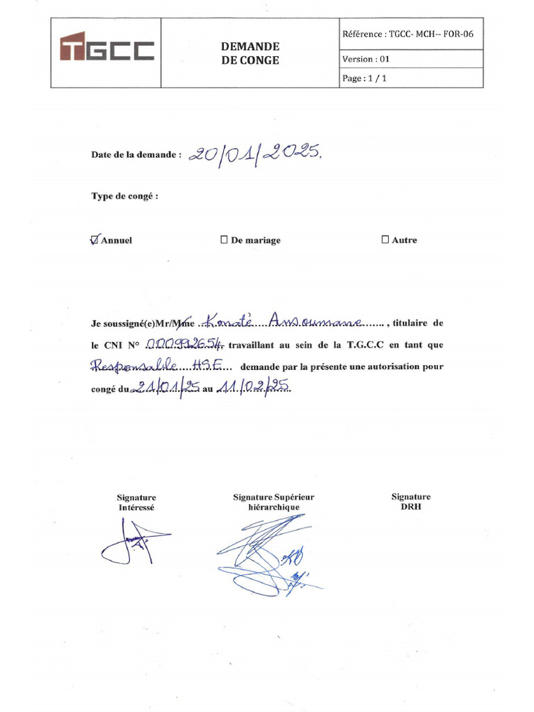 Demande de Congé | PDF