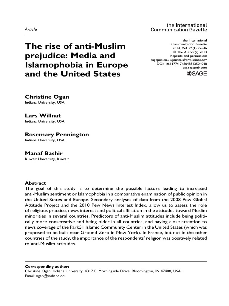The Rise of Anti-Muslim Prejudice | PDF | Islamophobia | Discrimination & Race Relations