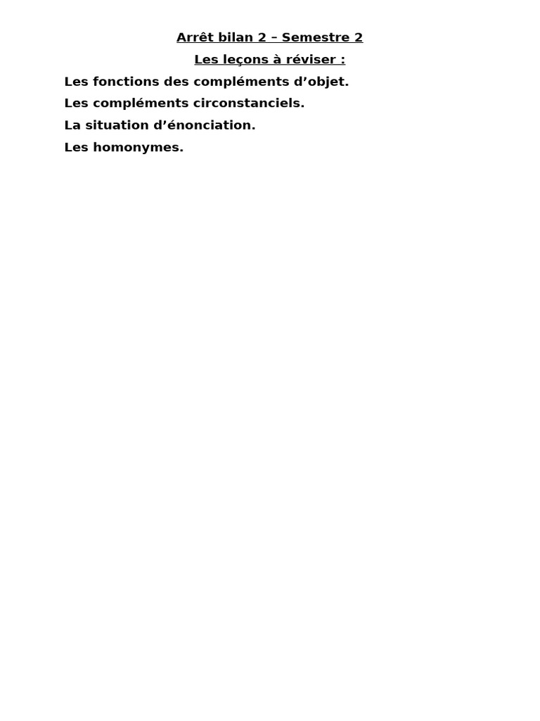 Arrêt Bilan 1 - Les Leçons | PDF
