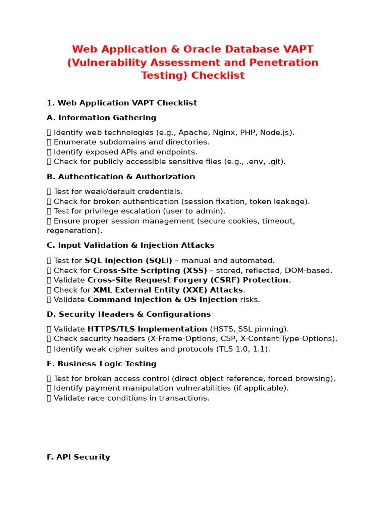 Web Application Pen Test List | PDF | Transport Layer Security | Databases