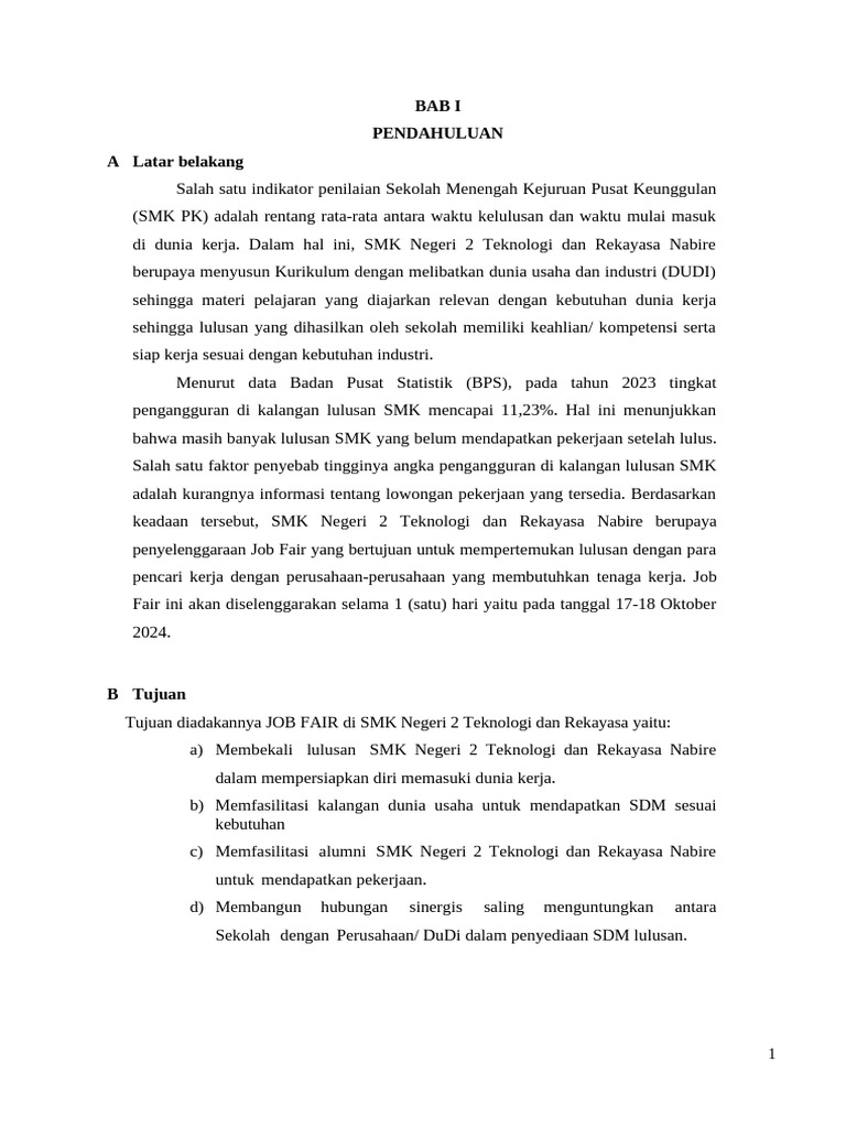 Isi Laporan Keg. Jobfair | PDF