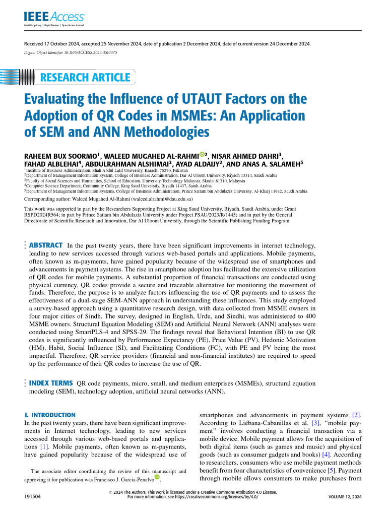 Evaluating The Influence of Utaut Factors On The Adoption of QR Codes in Msmes: An Application ...