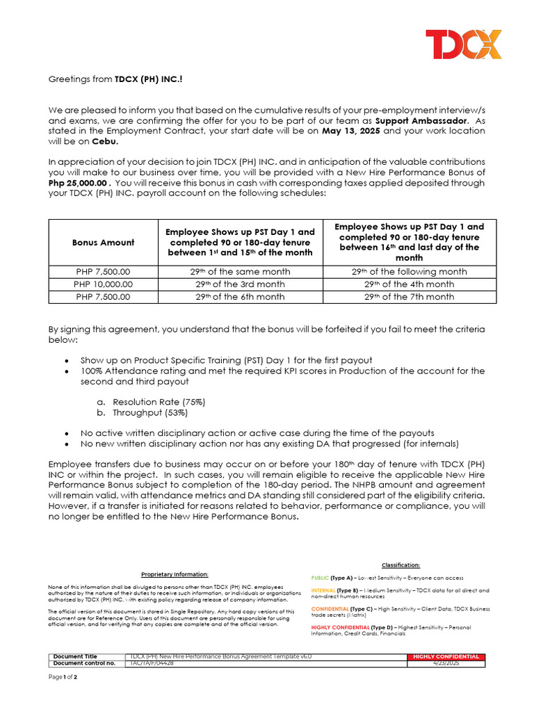 New Hire Performance Bonus Agreement | PDF | Business