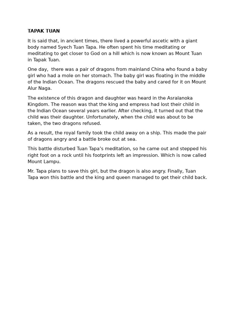 Legend of Tuan Tapa's Battle | PDF
