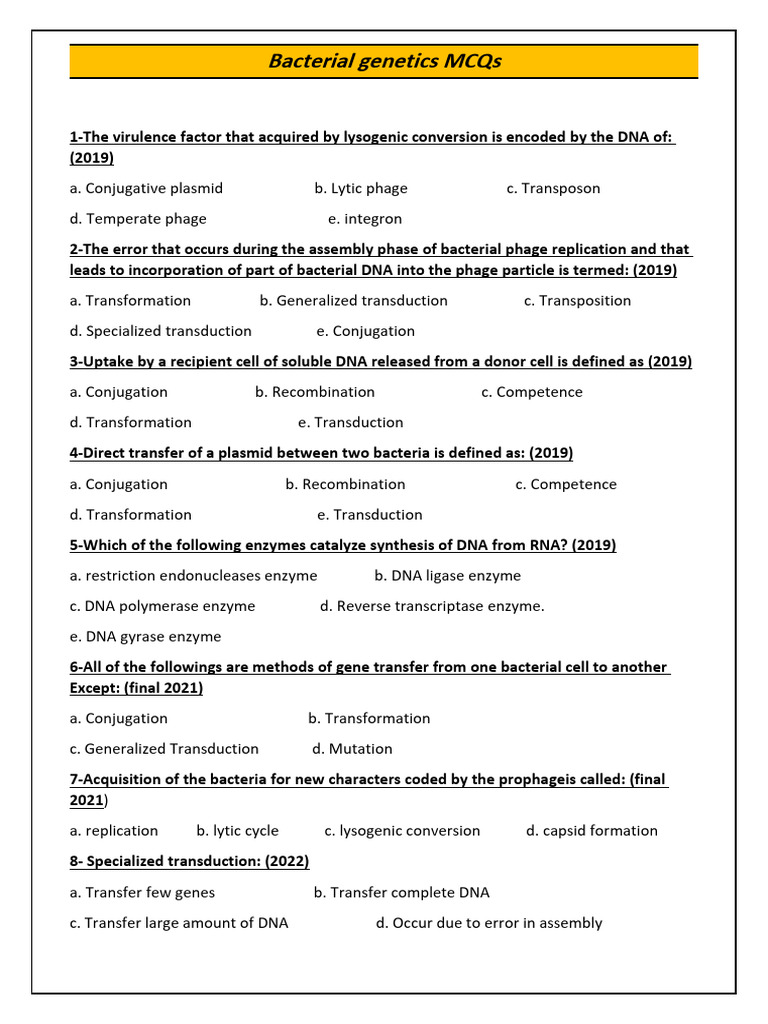 Bacterial Genetics Question | PDF | Bacteriophage | Organisms